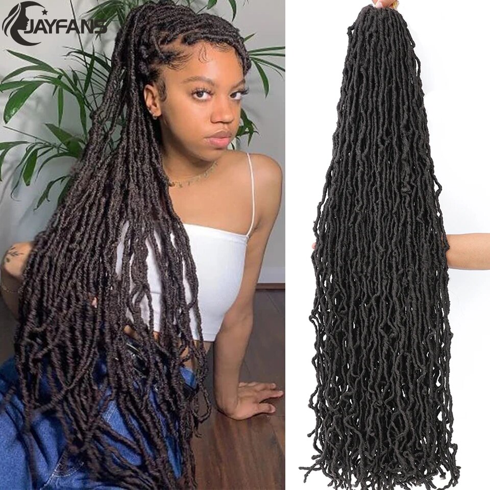 Jayfans искусственные дреды 36 дюймов кудрявые 4 Packs(84 Strands), 1B Color