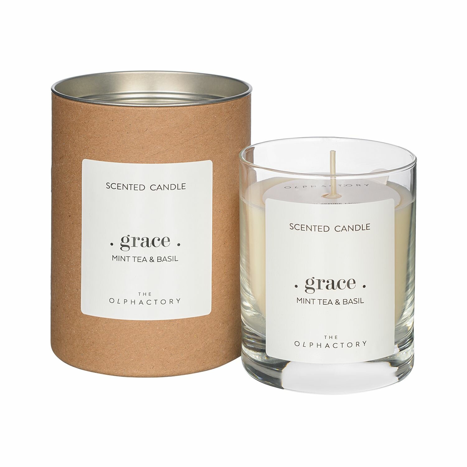 Свеча ароматическая The Olphactory, Grace, Mint tea&Basil (новая), 40 ч