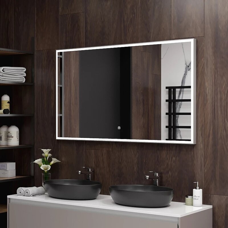 Зеркало Континент Sting 1200х800 ЗЛП1621 с подсветкой Серебро сенсорным выключателем