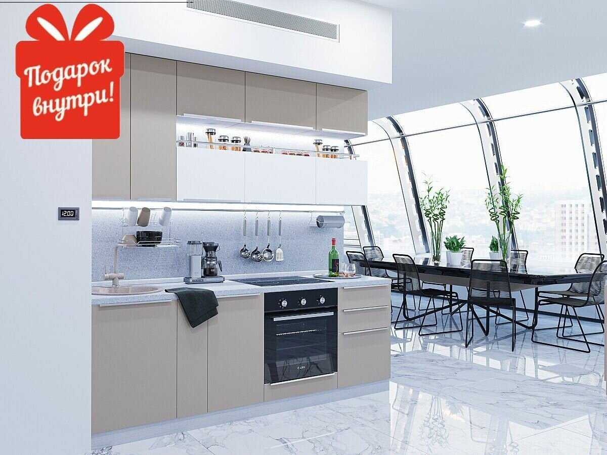 Кухонный гарнитур VIVAT Фьюжн-01, прямой, 2,3 м, цвет Silky Grey без столешницы