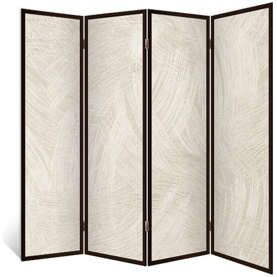 Ширма перегородка Декор Депо для комнаты деревянная "Бежевый сон" двухсторонняя с картинкой (абстр) 4 створки венге 176х185 см 14 кг