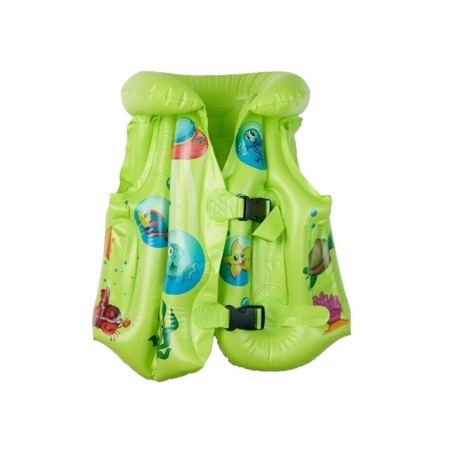 Жилeт для плавания детский, надувной жилет дeтский, спасательный, размер L, зеленый