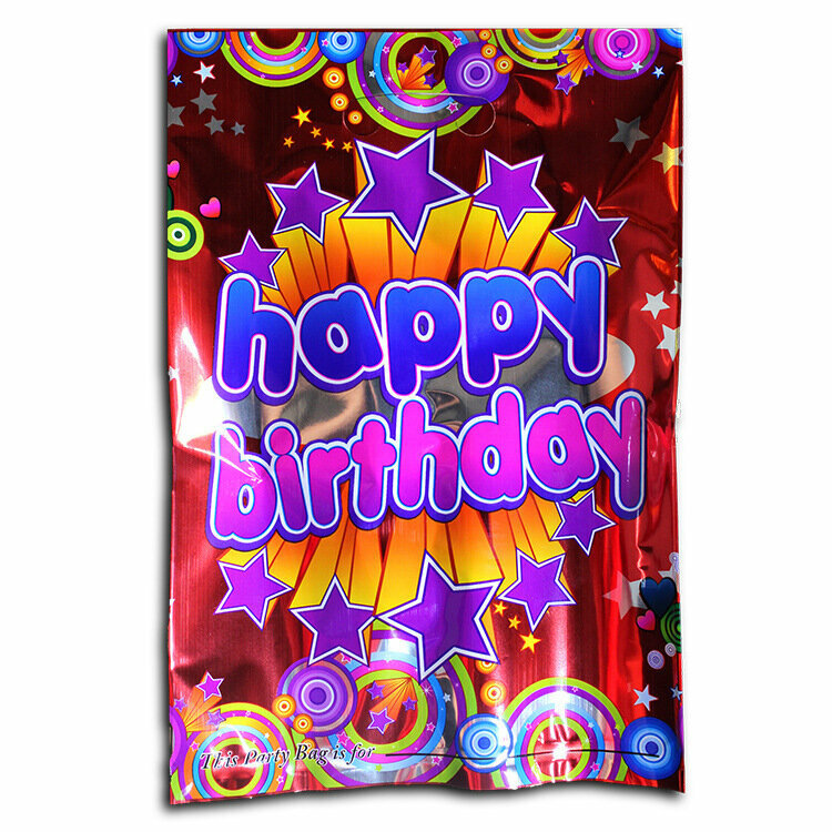 Пакет подарочный Happy birthday 17х25см фольга набор 10шт красный именной