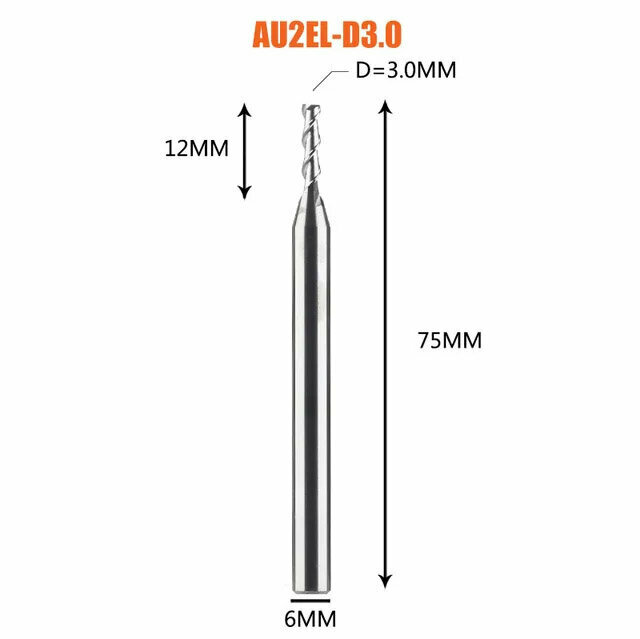 Dreanique длинная двухзаходная фреза по алюминию для чпу (3х12х75х6 Z2) AU2EL-D3.0-H6 39713