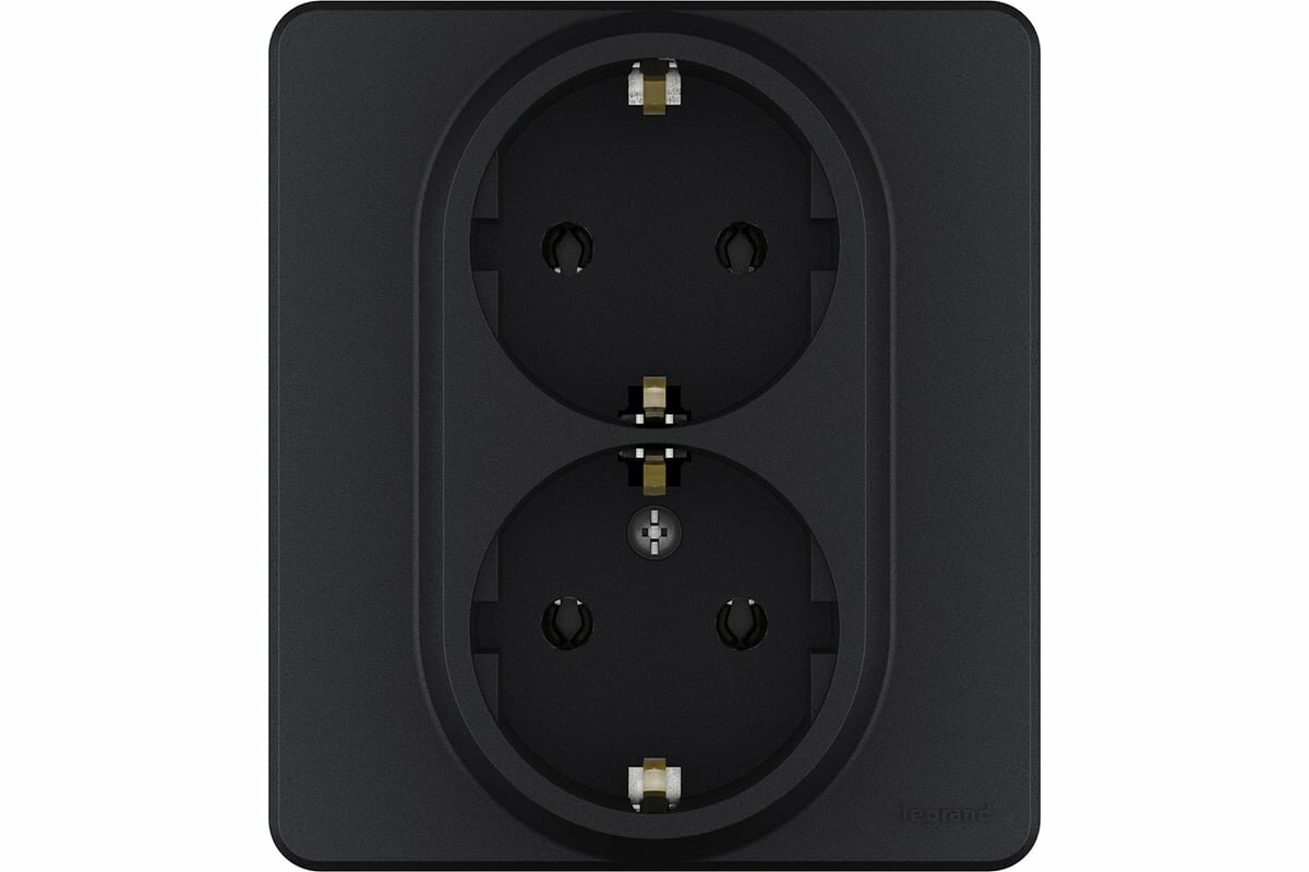 8 шт. Legrand INSPIRIA Антрацит Розетка 2 x 2К+З - немецкий стандарт - 16 А - 250 В, 673753