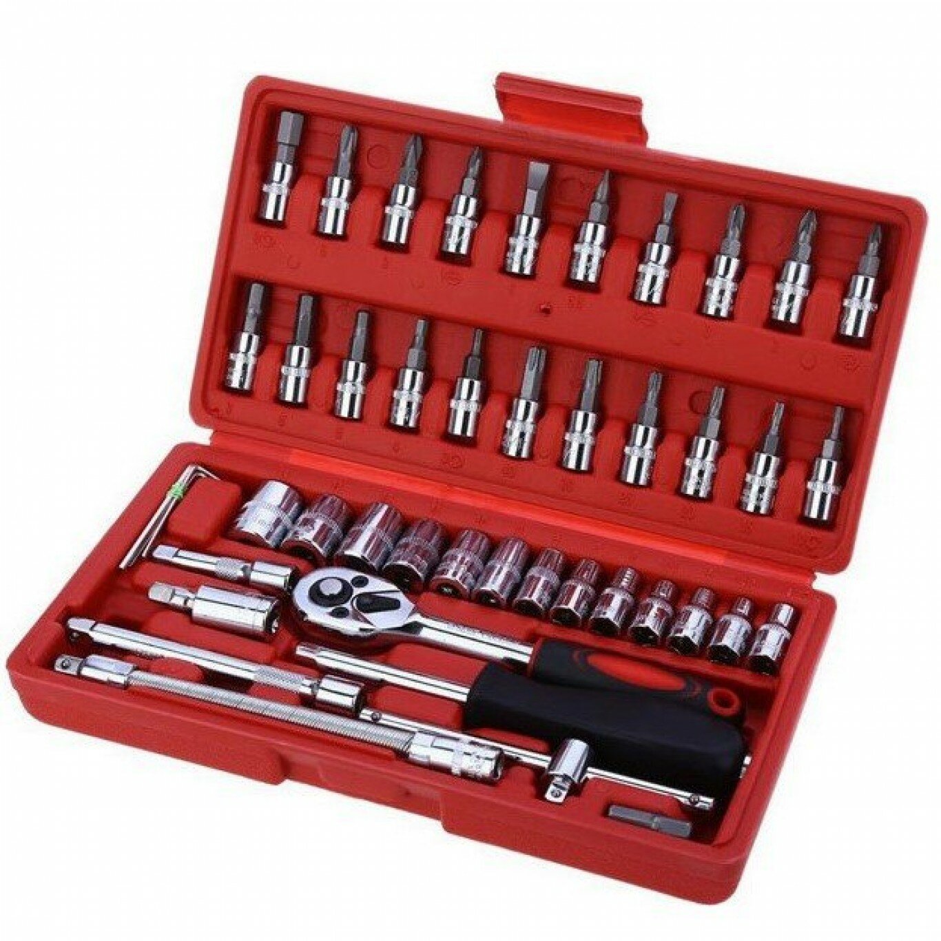 Набор инструмента 46 предметов 1/4" малый кейс (красный)