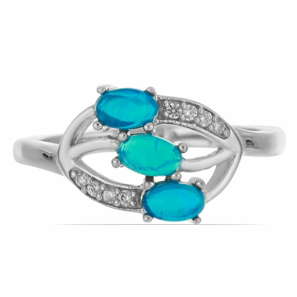 Кольцо, серебро, 925 проба, родирование, опал, циркон