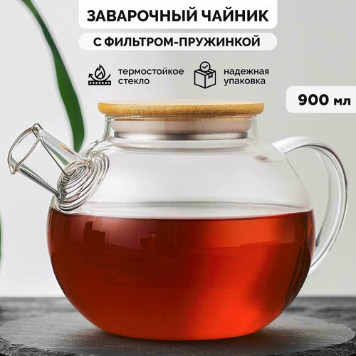 Чайник заварочный GLAFFE, фильтр в носике, 900 мл, прозрачный — купить ...