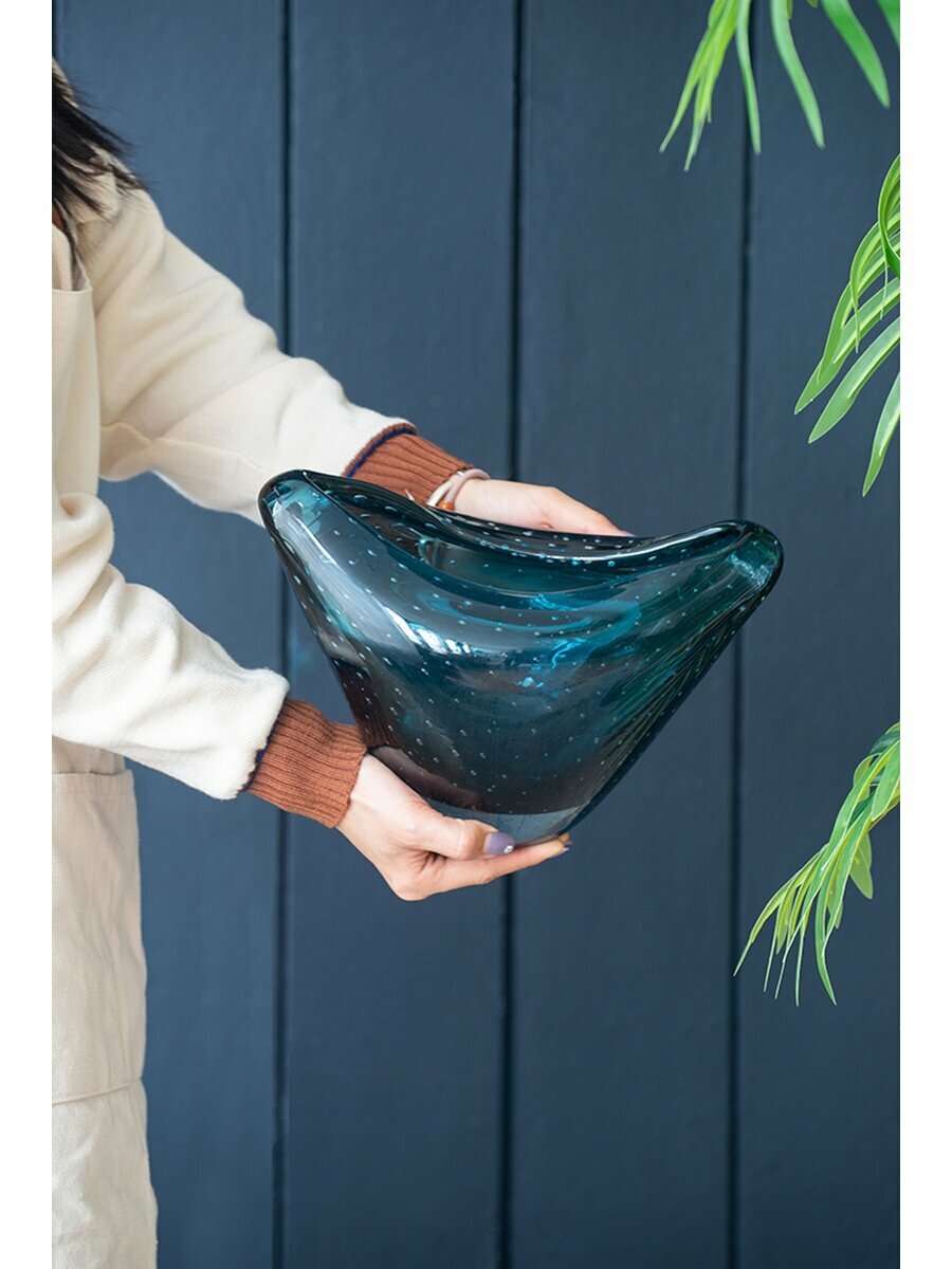 79956 Ваза настольная для цветов 29х20х18см, Стекло, голубая, Glasar