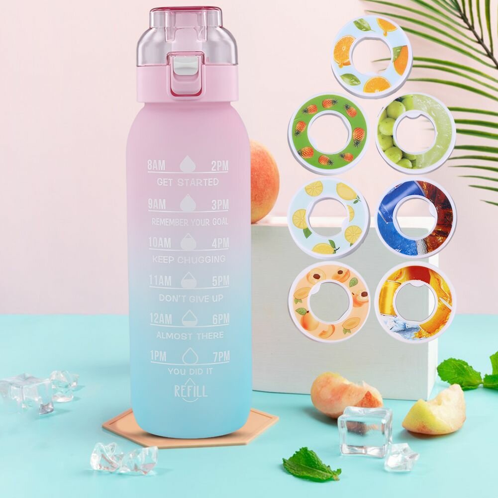 Спортивная бутылка для воды 1000 мл Tritan с ароматическим кольцом, удобной ручкой и открыванием одним нажатием