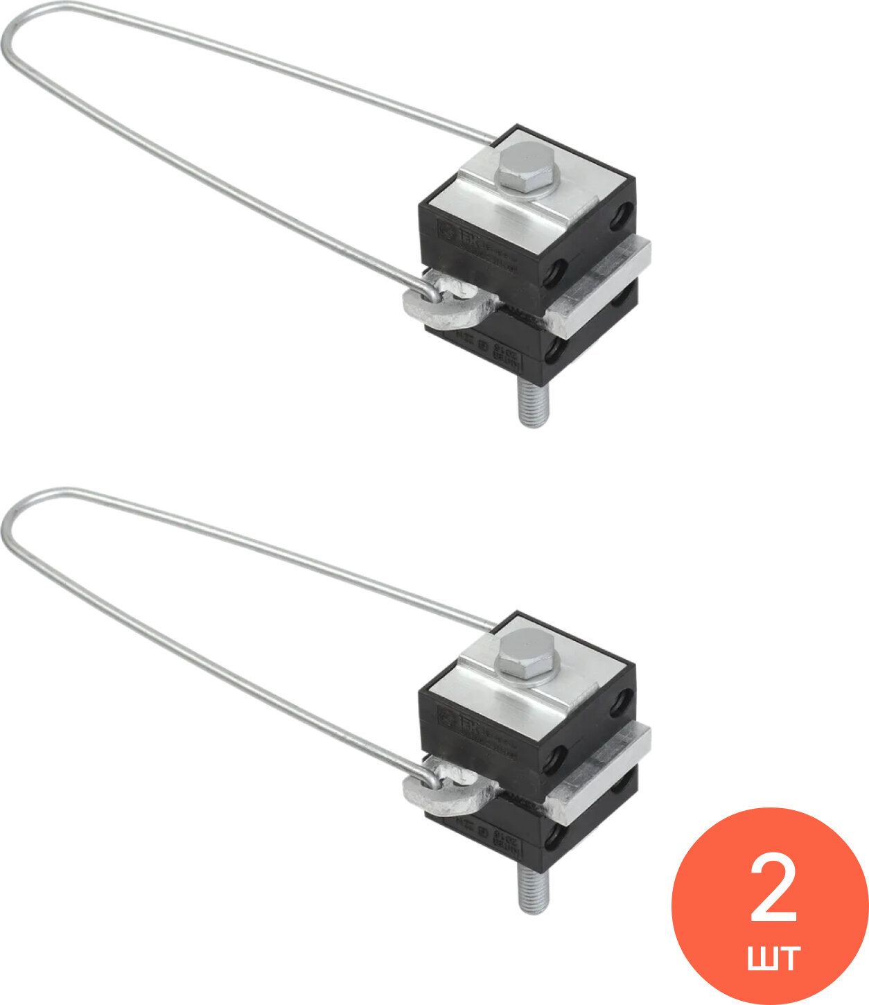 Зажим анкерный IEK / ИЭК ЗАБ 4х16-35, 16-35мм² 180х63мм, нагрузка до 2940Н, UZA-14-D16-D35 / крепеж для проводов и кабелей (комплект из 2 шт)