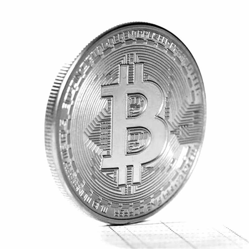 Серебристая монета Биткоин