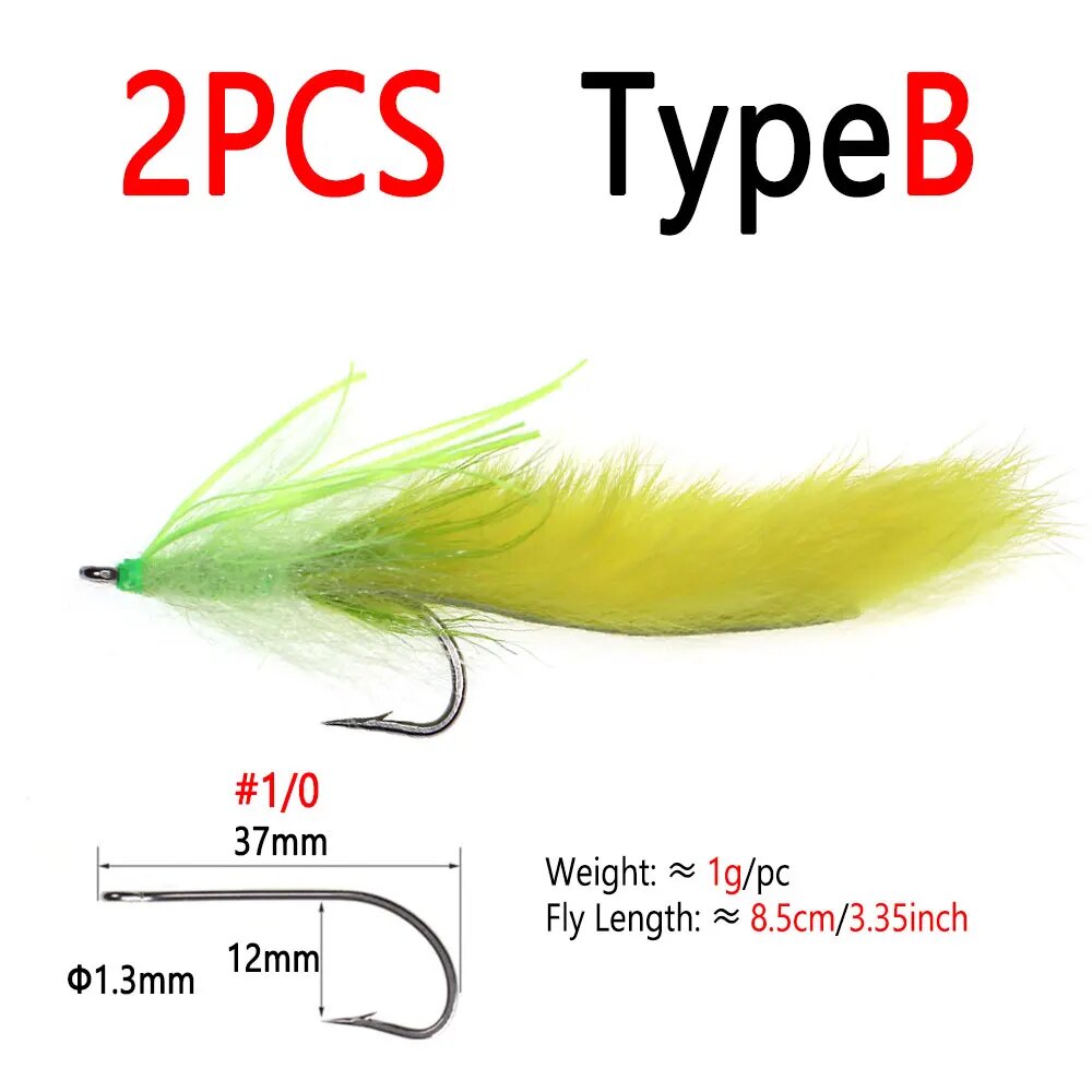 Bimoo Стример для морской рыбалки 2 шт Желтый