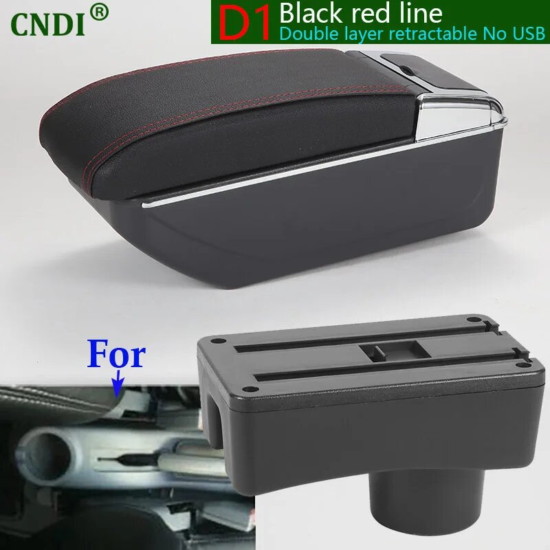 Подлокотник для Hyundai Accent Tagaz, автомобильный подлокотник для Hyundai Accent, внутренние детали, коробка для хранения деталей интерьера, автомобильные аксессуары D1 Black red No USB