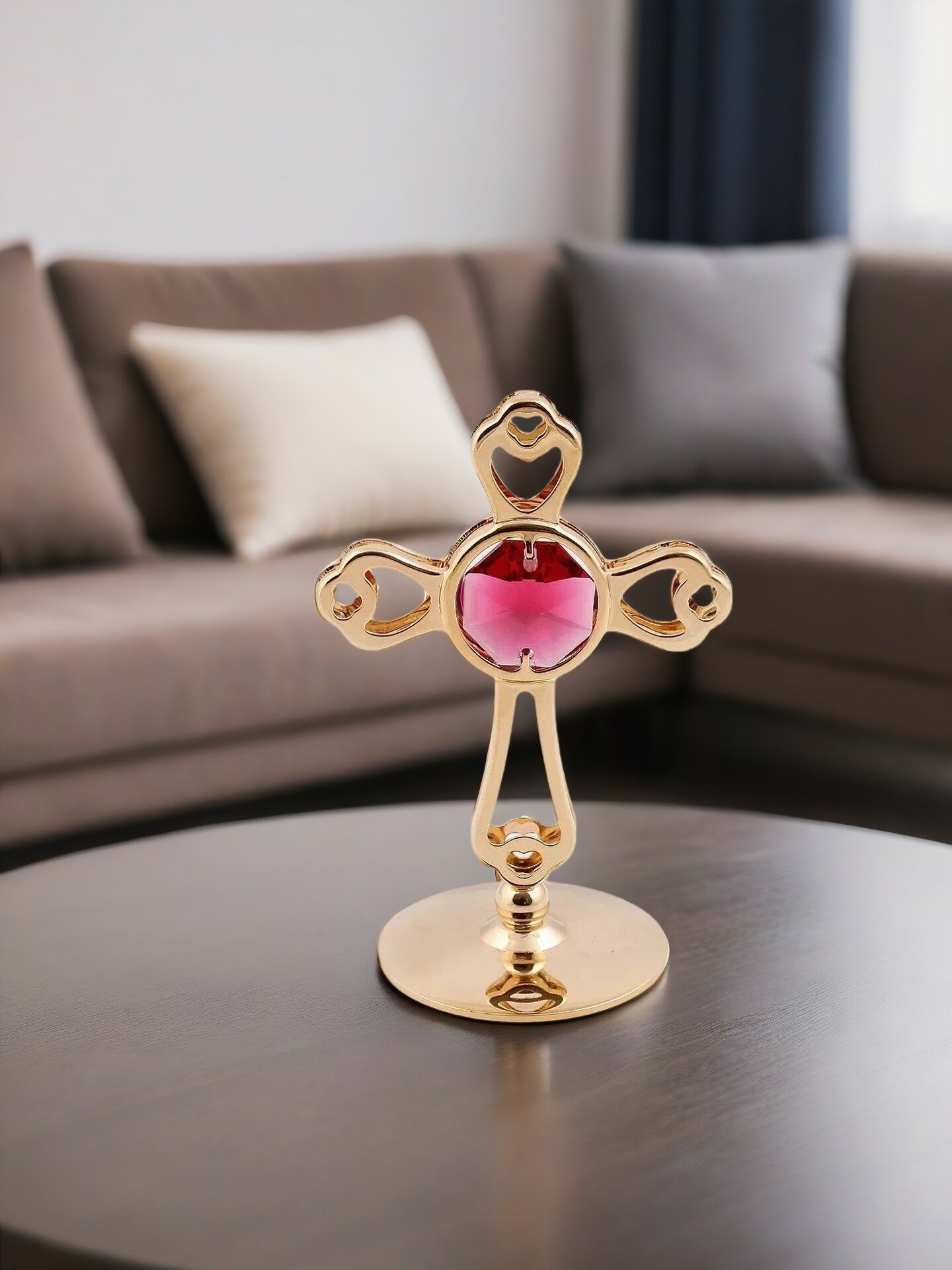 Статуэтка с кристаллами Сваровски "Крест", 6*4 см, цвет золотистый