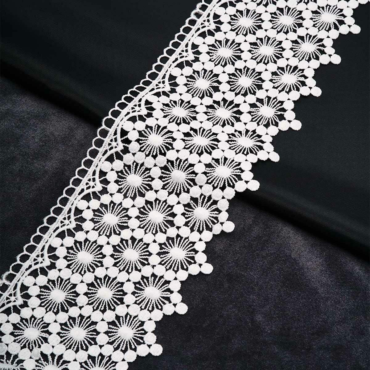 Кружево гипюр, 10 см × 13,72 м, белое, для свадебных платьев и декора, Айрис