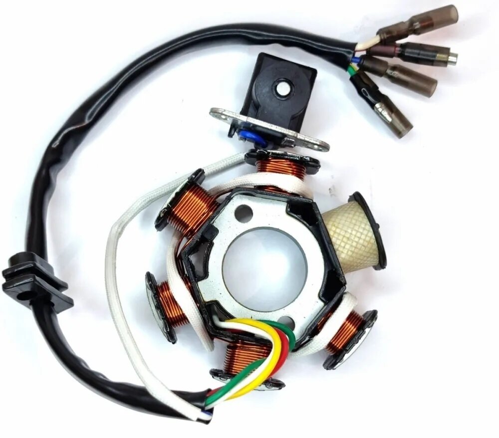 Зажигание мопеда Альфа, Дельта, статор 6 катушек (5 проводов), для мопедов с электростартером