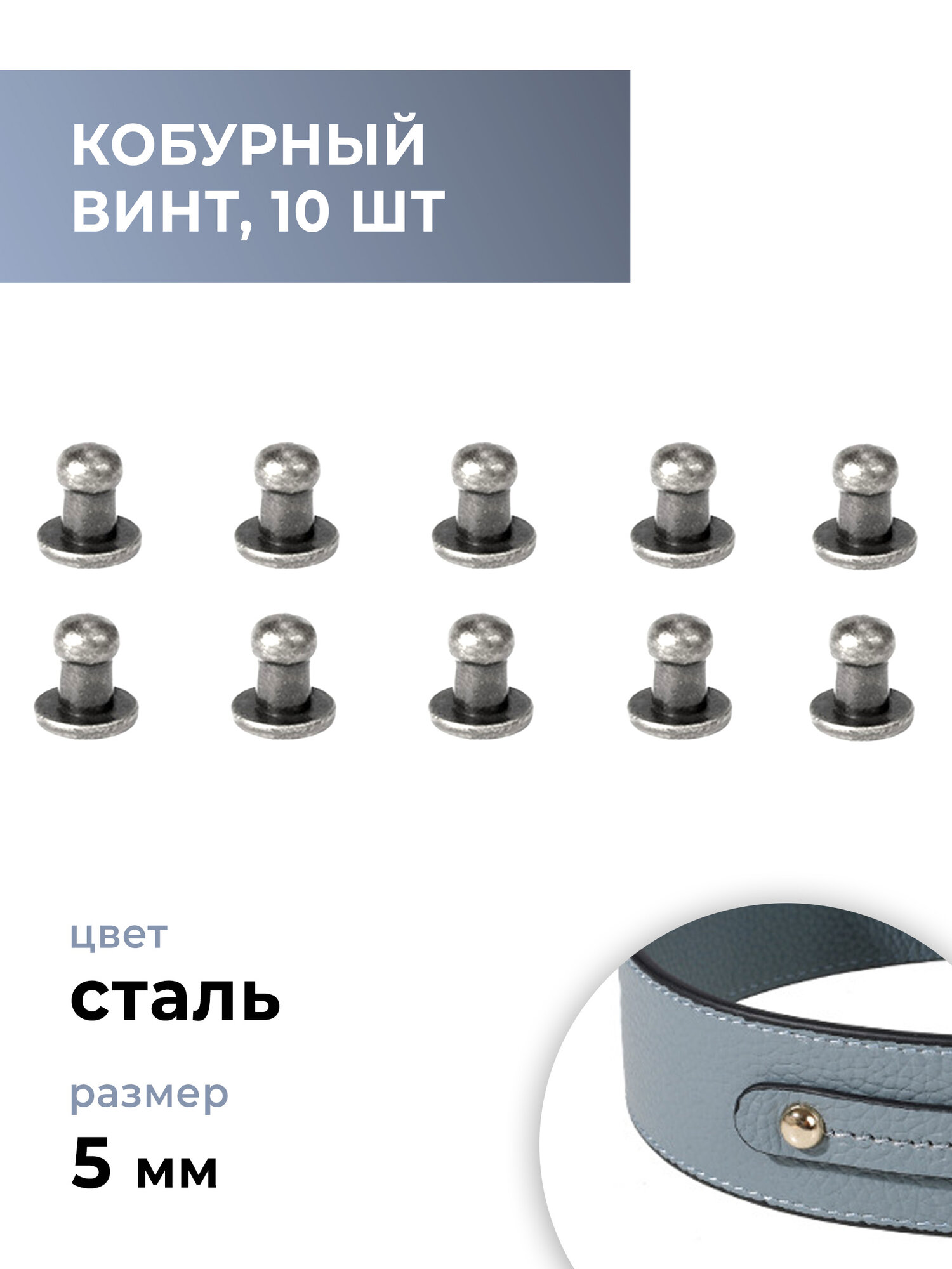 Кобурный винт сталь 5 мм, 4 штуки