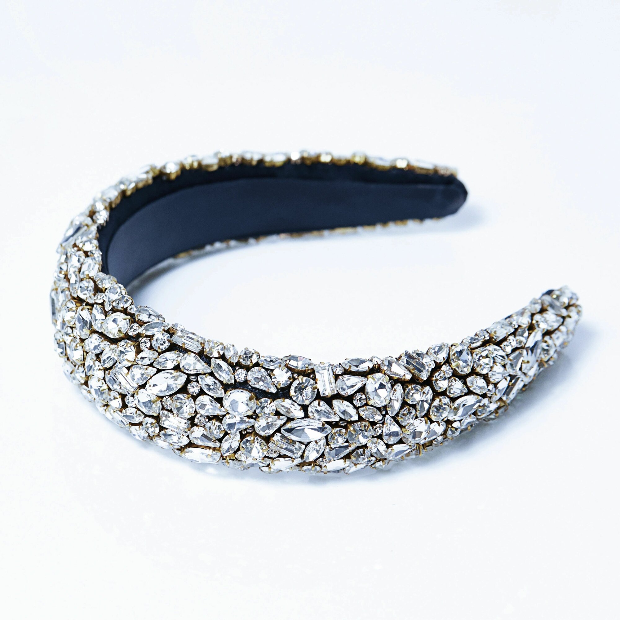 Повязка на голову со сверкающими стразами, серебро