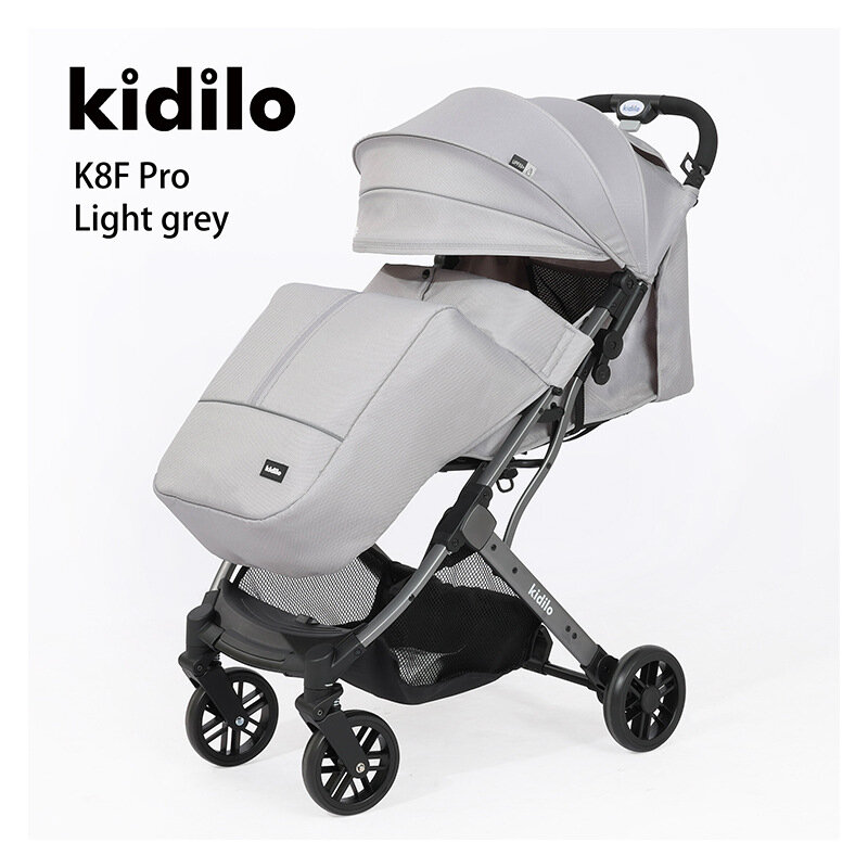Коляска-трансформер "Kidilo K8F", для новорожденных, светло-серая
