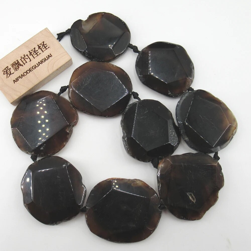 APDGG 16,5 "37x43mm-41x46mm черный граненый грубой Агат Жеода плиты в произвольной форме самородок драгоценные камни бусины ювелирных украшений Hand-Made