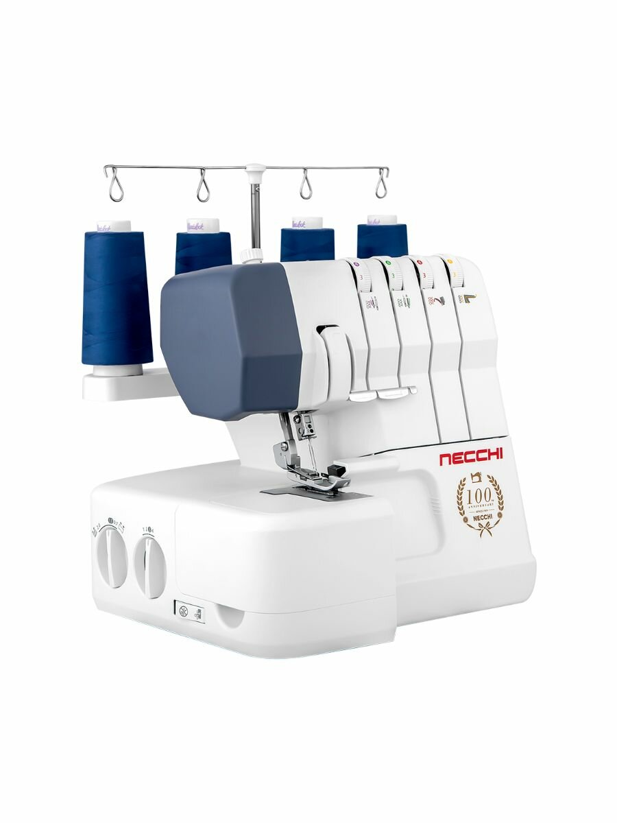 Оверлок Necchi 4554D, белый/синий