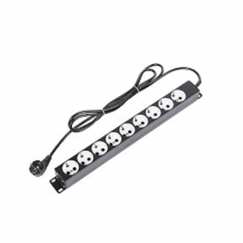 Блок розеток 19" ЦМО БР-9П-Ш-9005, 10А 9 розеток, с кабелем 2м без выключателя