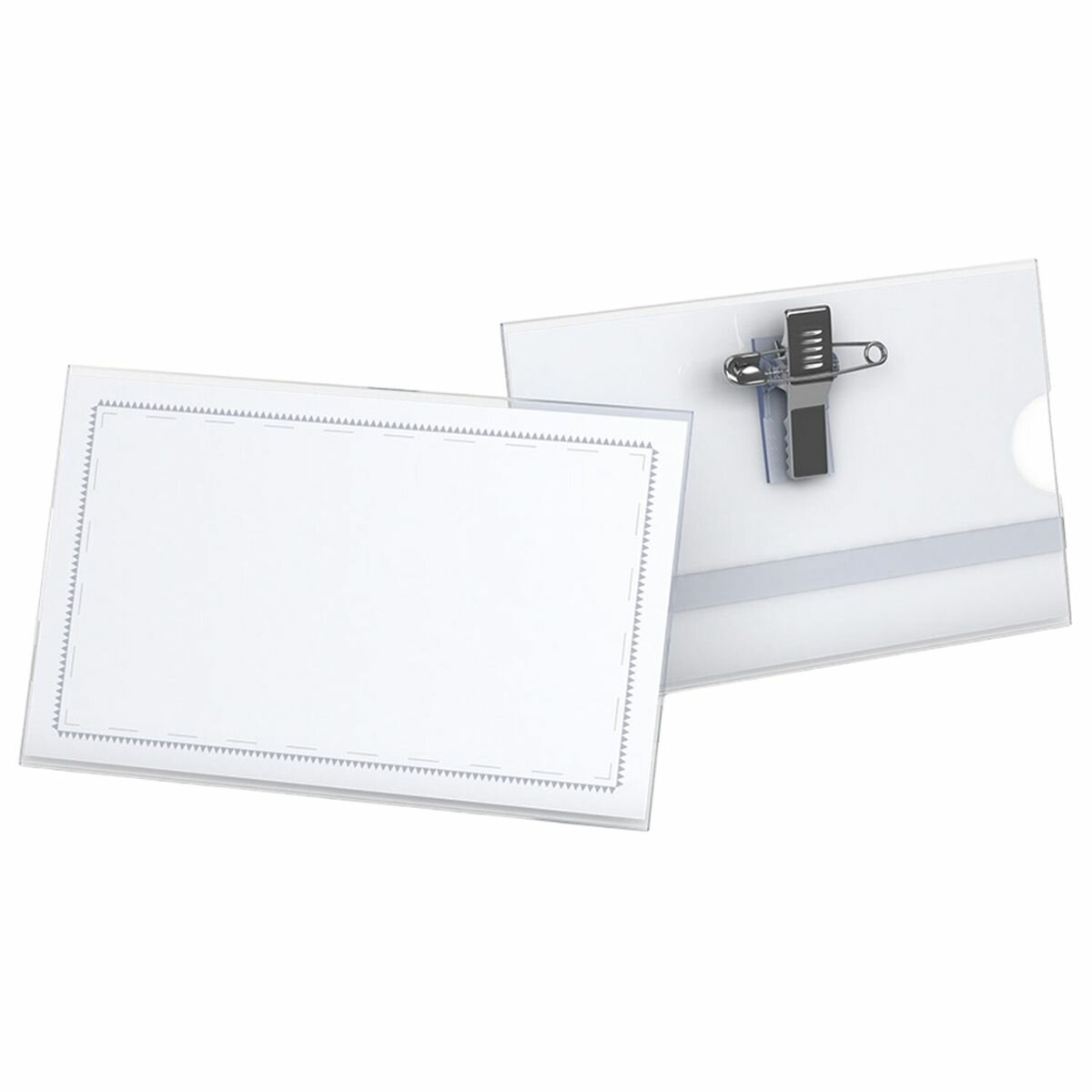 Бейдж горизонтальный Erich Krause, 57х90мм, твердый пластик, с металлической клипсой и булавкой (7078)