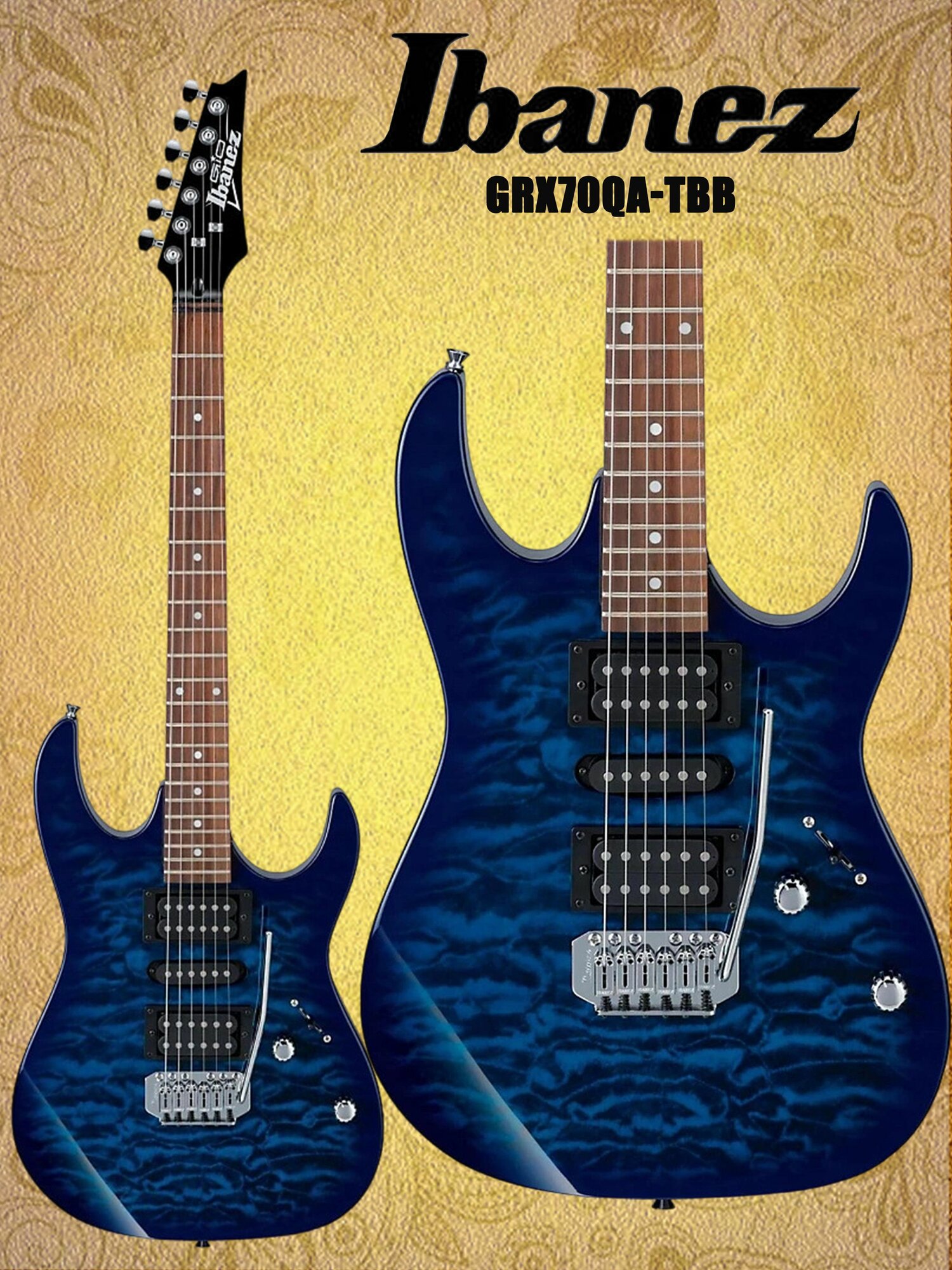 Ibanez Электрогитара GRX70QA 6-струнная, Электрическая гитара корпус Дерево