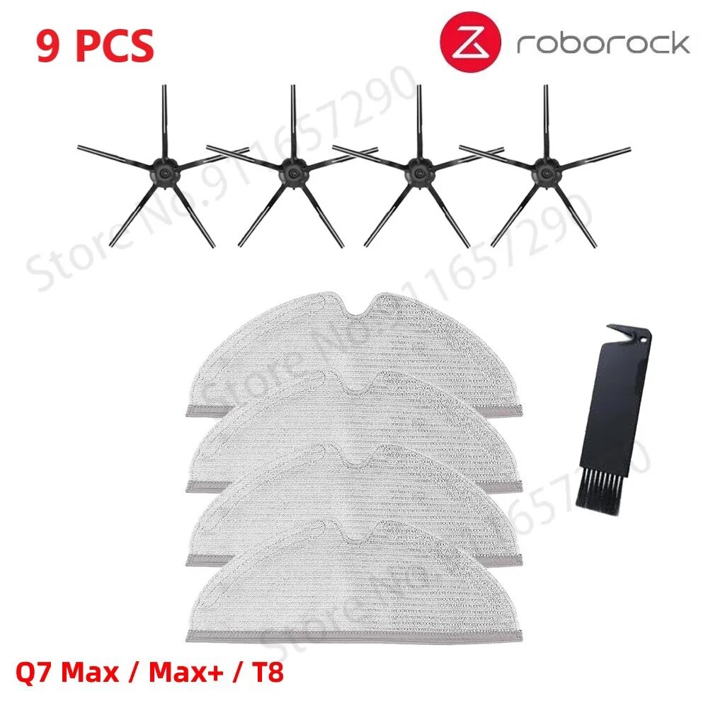 9 шт. Запчастей Roborock Q7 Max/Max+/T8, Белый/Черный