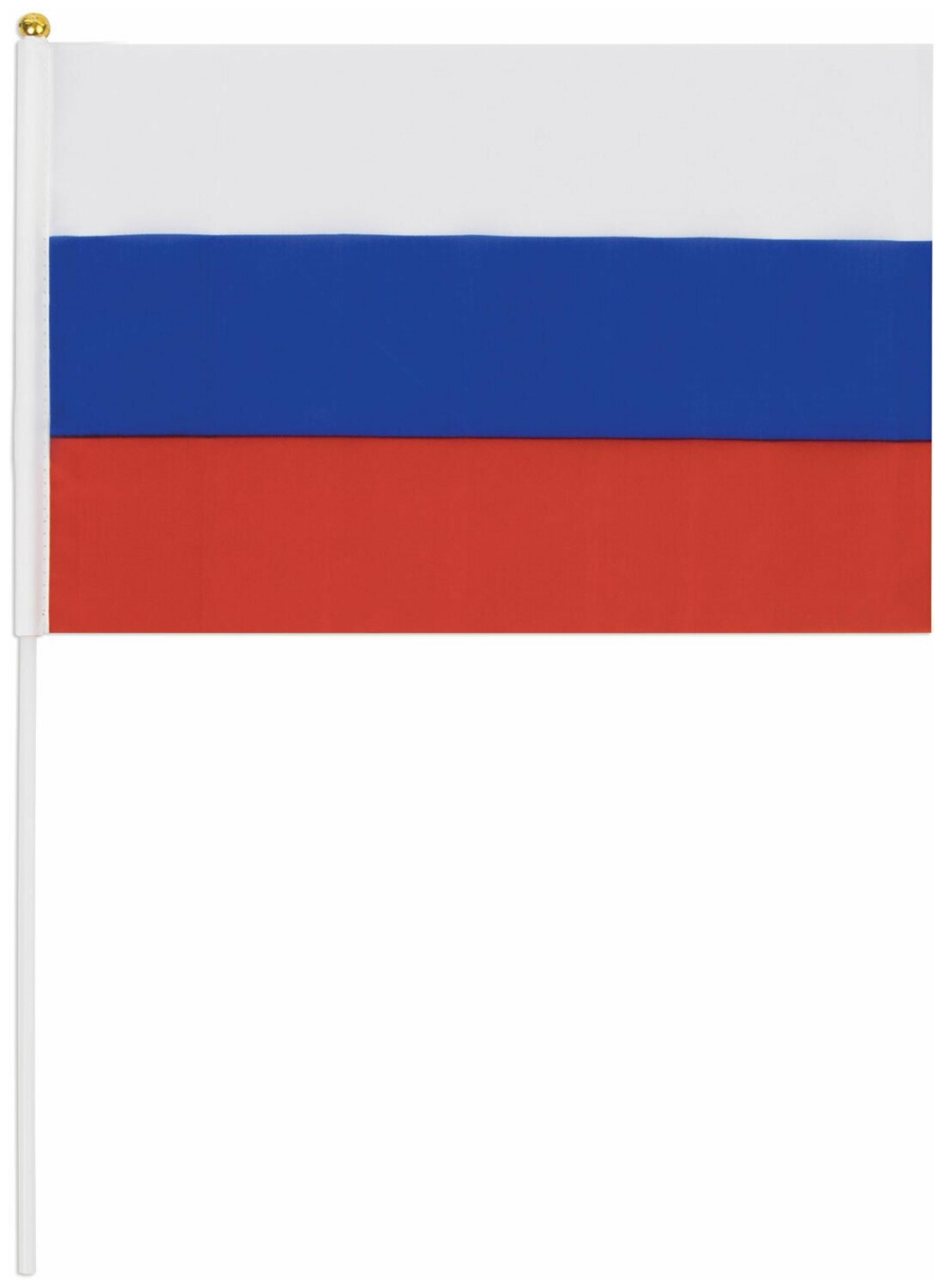 Флаг России ручной 30х45 см, без герба, с флагштоком, BRAUBERG/STAFF, 550182, RU14