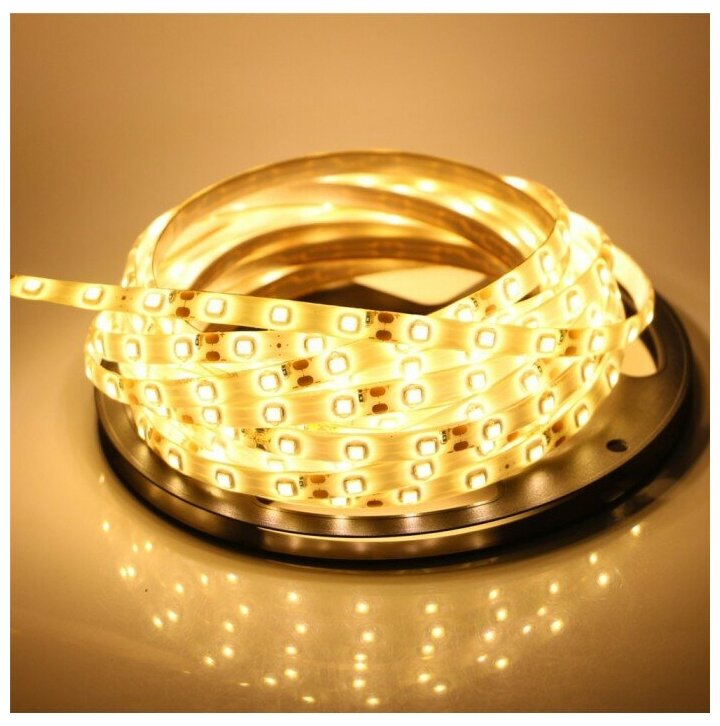 Светодиодная лента 2835-60LED-IP65 12 вольт. Катушка 5 метров. Цвет свечения: Теплый белый