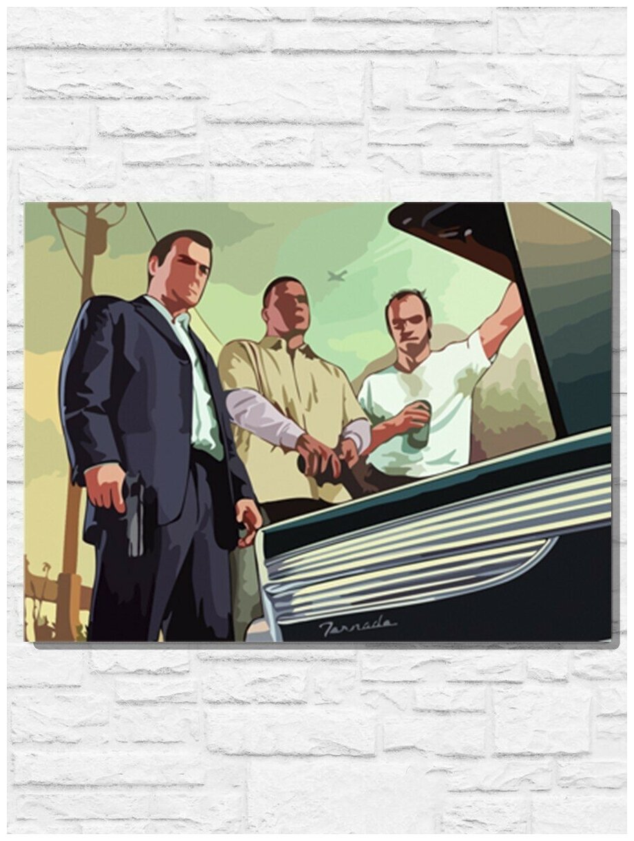 Картина по номерам на холсте Игра GTA V онлайн (Трэвор, Майкл, Франклин) - 9174 Г 30x40