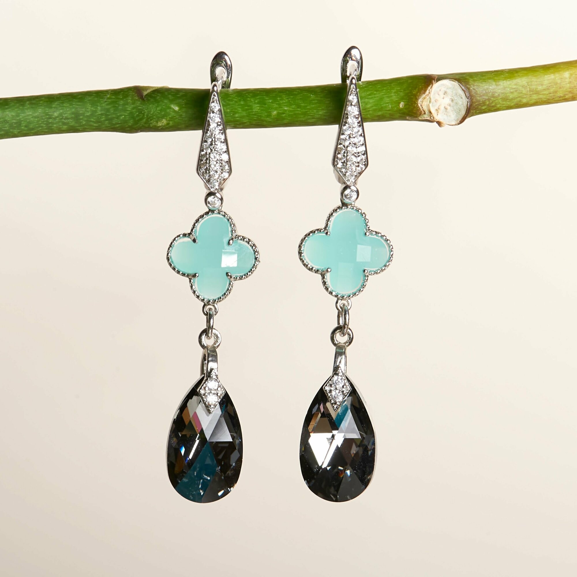Серьги, кристаллы Swarovski, стекло, кристалл