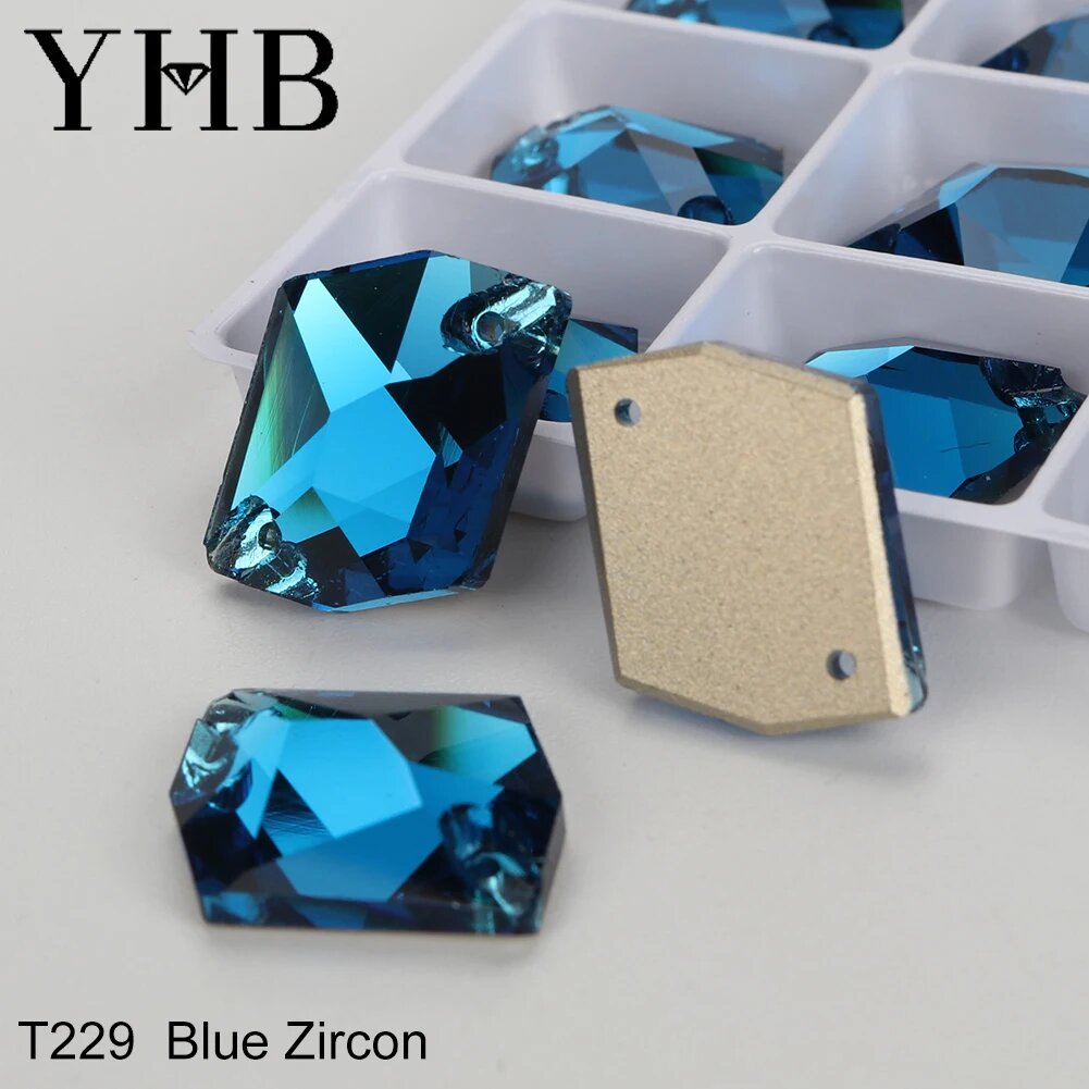 Стразы YHB космическое стекло кристалл AB лунный свет 24Pcs 13mm 17mm, T229 Blue Zircon
