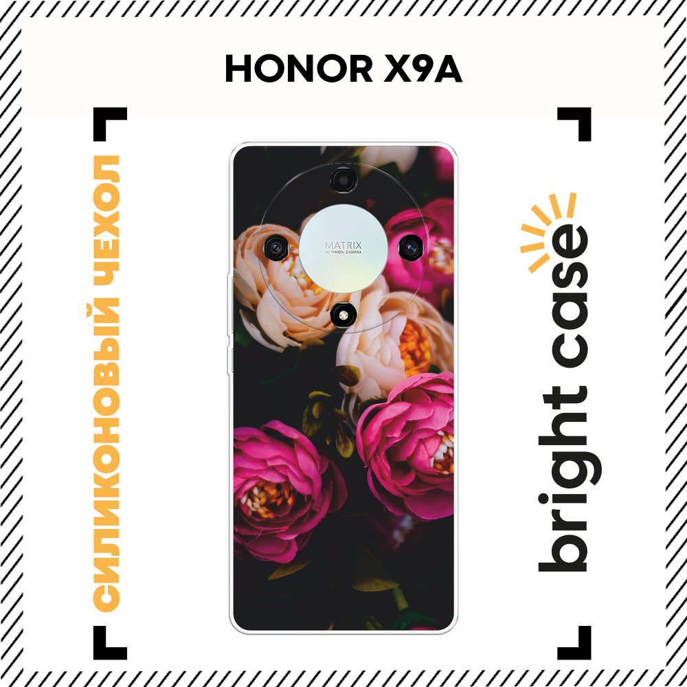 Силиконовый чехол на Honor X9A / Хонор X9A с принтом Бордовые пионы