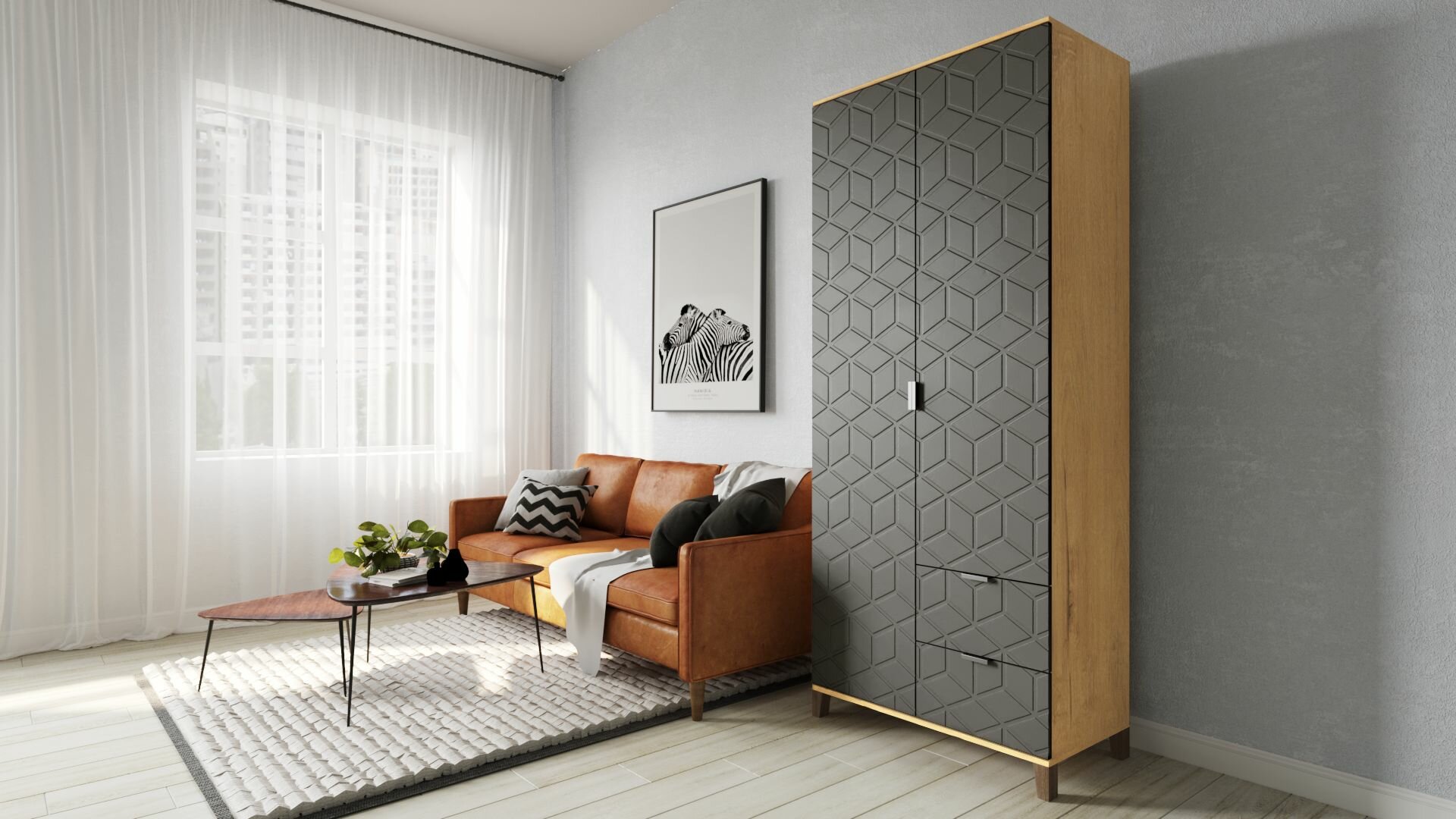 Шкаф для одежды распашной с полками и ящиками Йорк 3 100 х 40 х 210 см