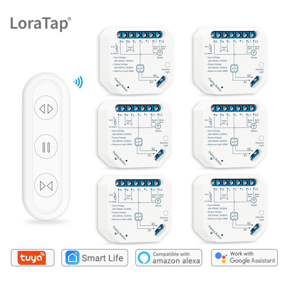 Модуль переключателя штор LoraTap RF+Wi-Fi 1 remote 6 modules