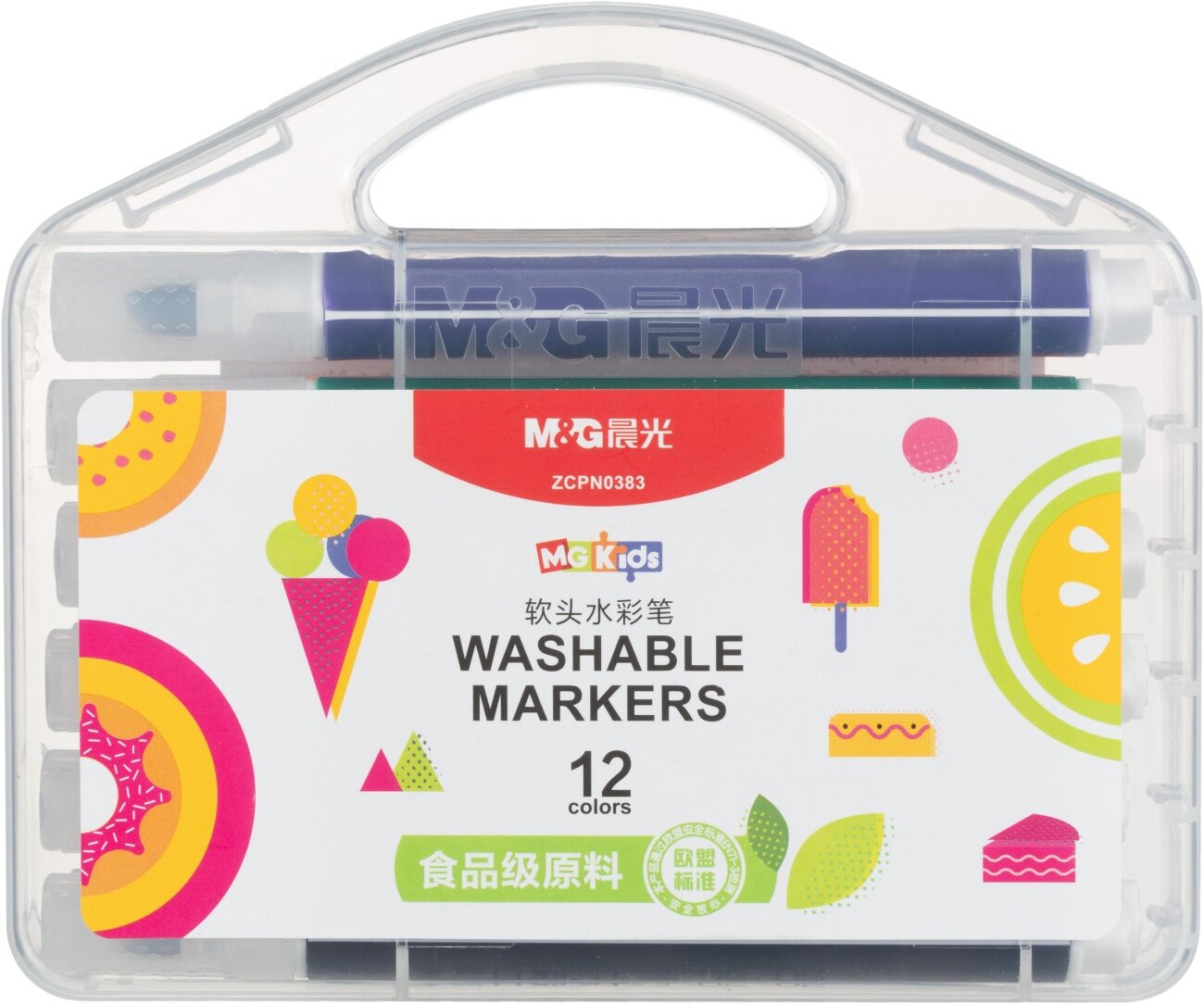 Фломастеры M&G смываемые, мягкая кисть, 12 цветов в наборе 1785594 ZCPN03831201T0H