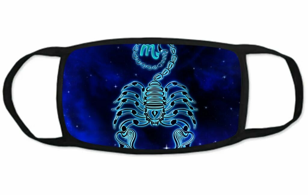 Маска защитная тканевая на лицо со знаком зодиака Скорпион №3, Детская - 18 на 10 см