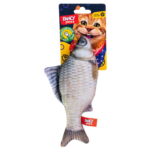 FANCY PETS Рыба игрушка для кошек 13 см текстильная безопасная и прочная для активной игры