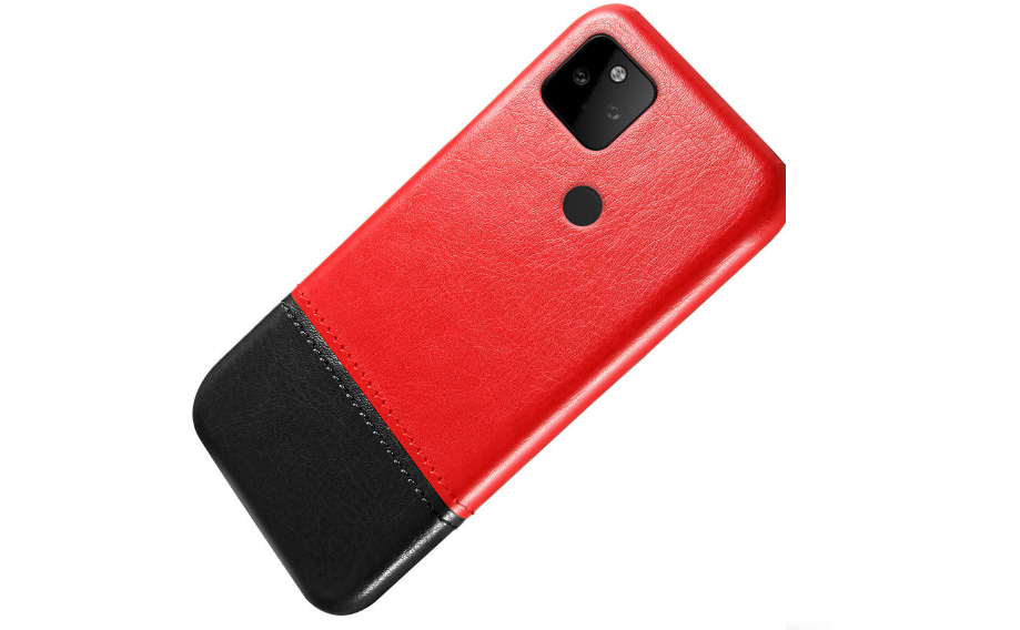 Чехол-накладка Чехол. ру для Google Pixel 5a 5G обтянутый кожей двухцветный дизайнерская разработка с прошивкой красный-черный