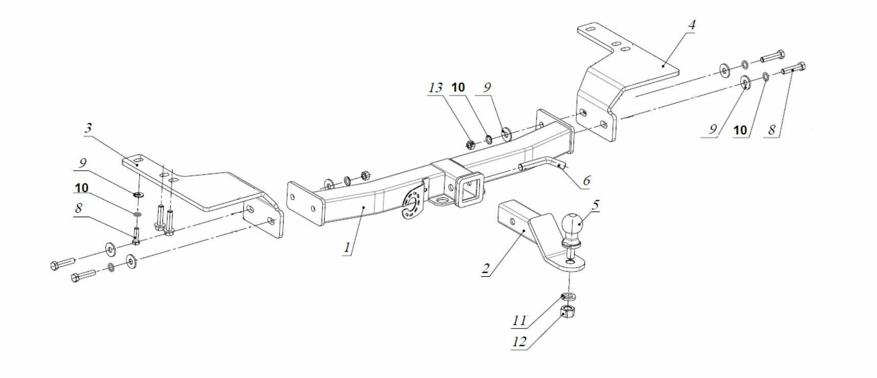 Фаркоп с элект. Smart, на Haval H6 FA 0240-E(N) (c 2015 г. в.), M6(с 2023 г. в.), c накладкой из нержавеющей стали (паспорт и сертификат в комплекте) Бизон
