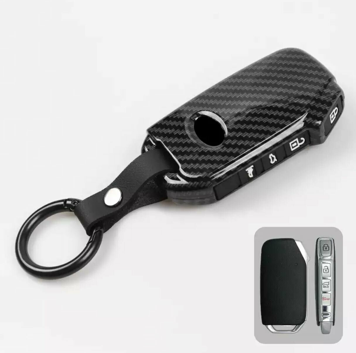 Чехол для невыкидного ключа Kia / Киа Carbon 4 кнопки