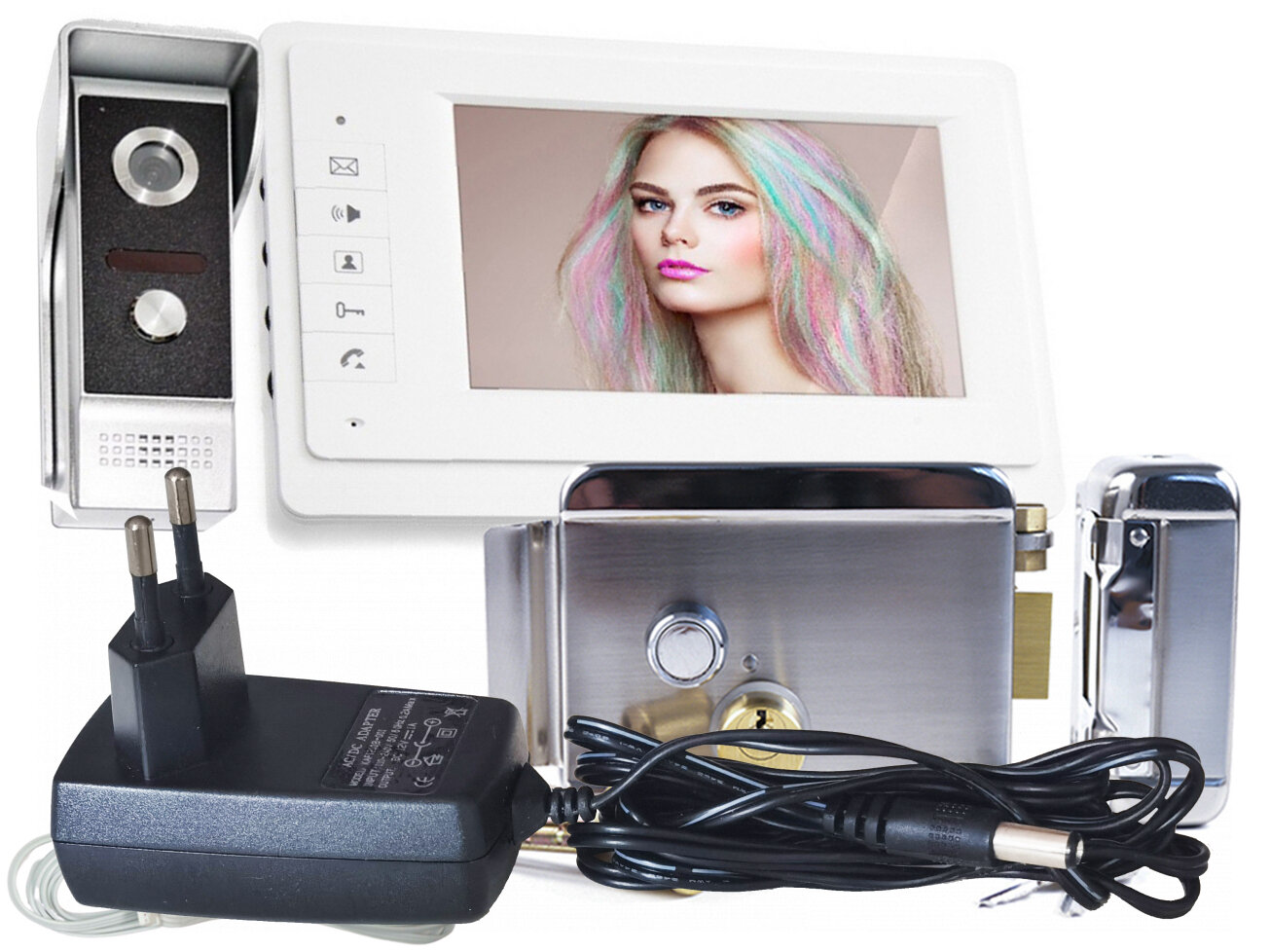 Набор (видеодомофон - замок) - ЕП-7400 + Anxing Lock-AX 042 (K81361MOK) и вызывная панель - замок домофон на дверь и на калитку