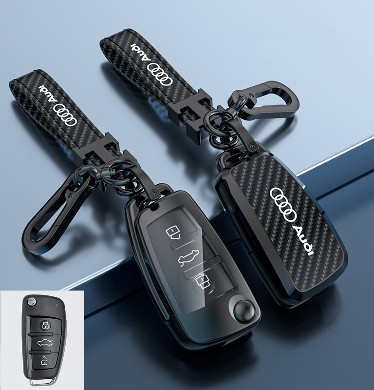 Металлический чехол для ключа Audi C (карбон)
