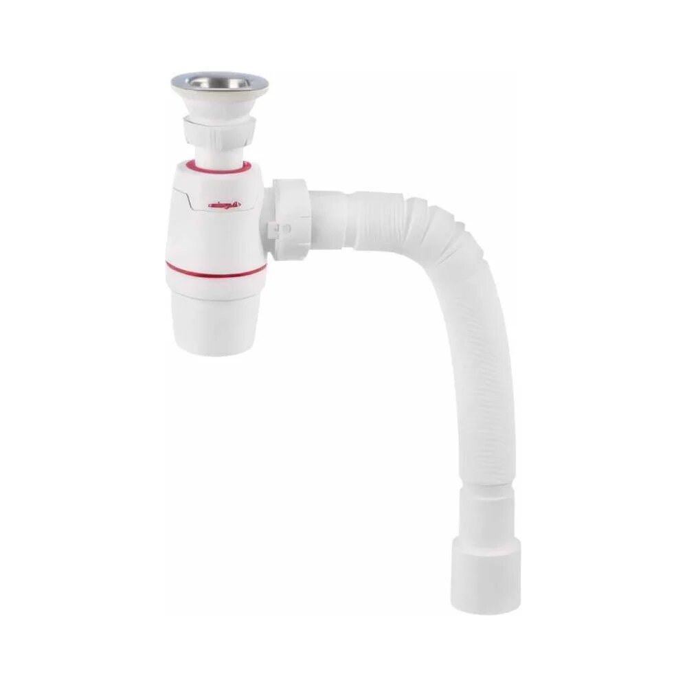 Сифон WIRQUINNEO с выпуском 1 1/4х40 мм и гофротрубой, L 800 мм, 40х40/50 мм 30987065, из нержавеющей стали,