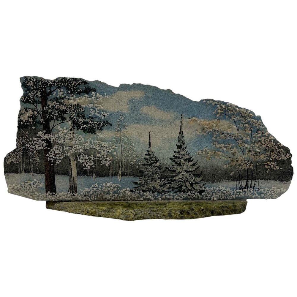 Сувенир из камня "Русская зима", змеевик, каменная крошка, 1995-2000 гг, Урал, Россия