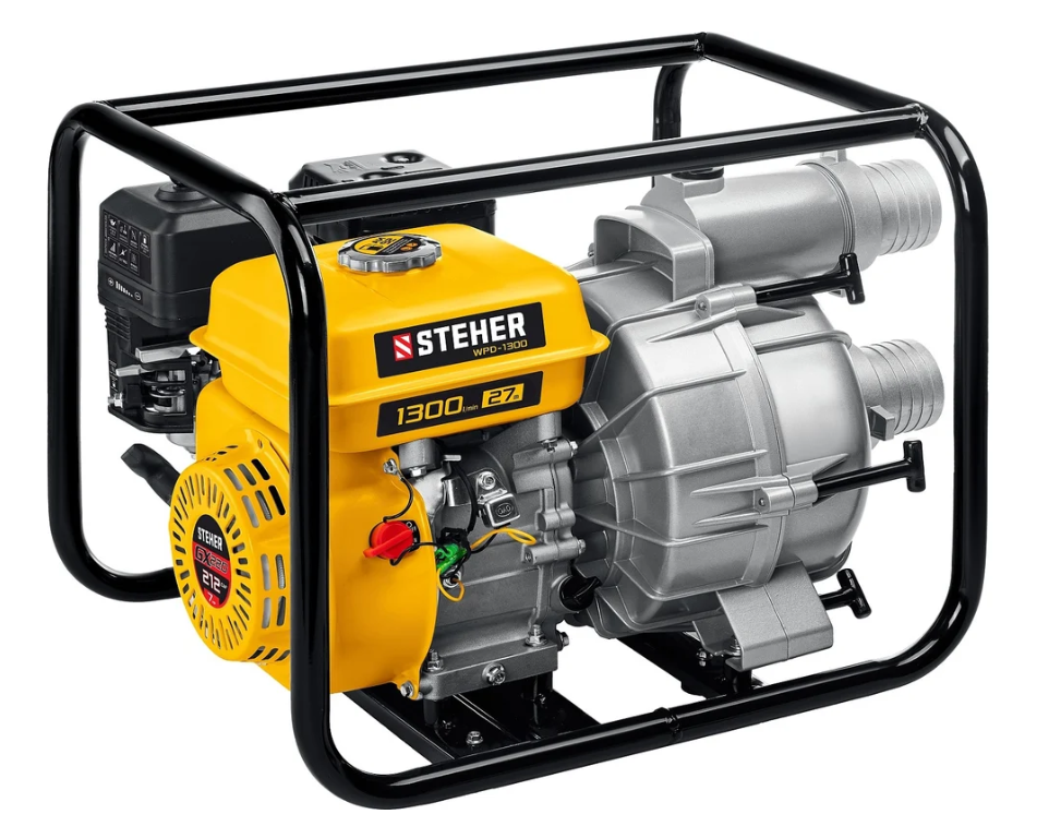 Бензиновая мотопомпа для грязной воды STEHER 1300 л/мин WPD-1300