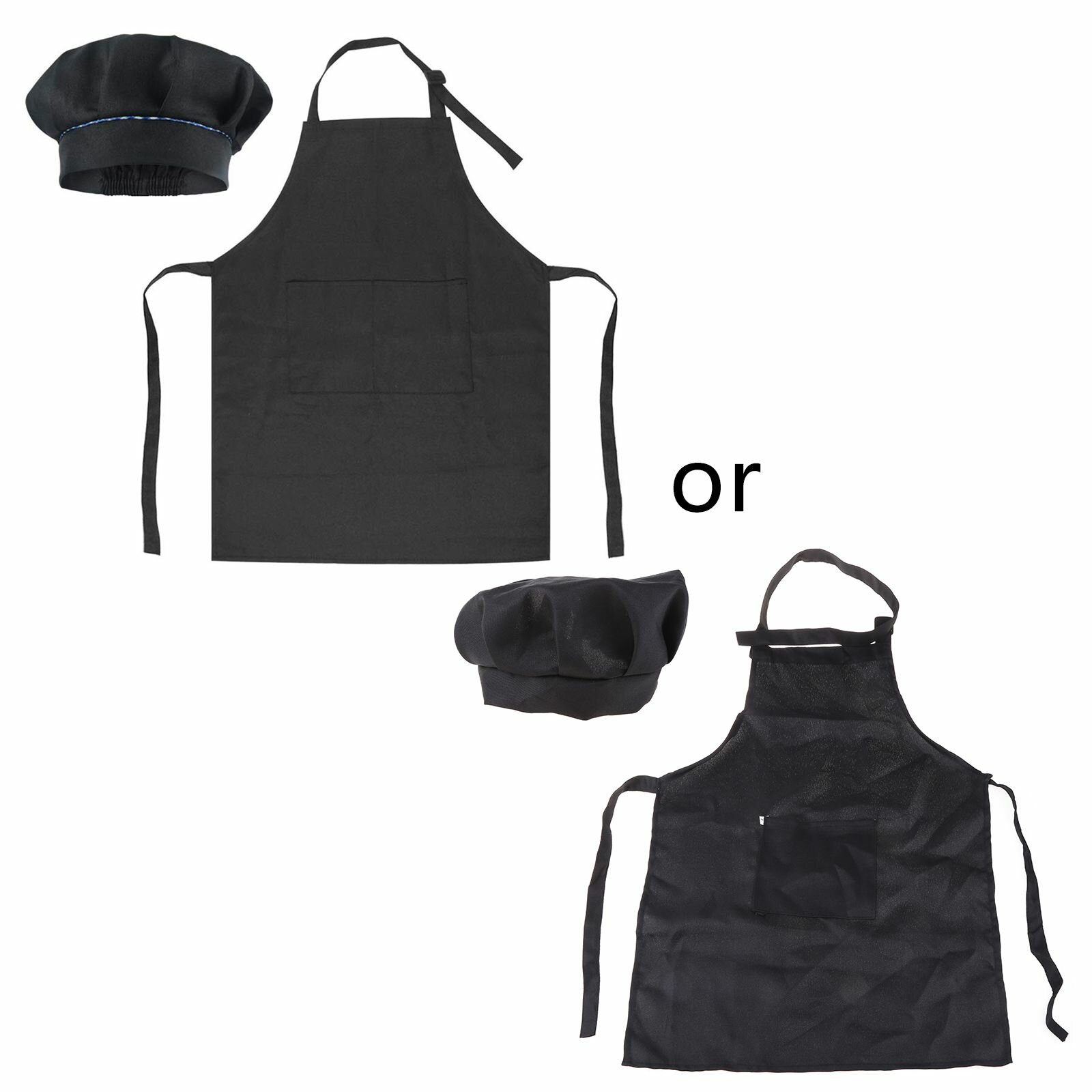 Детский набор повара, фартук и шапочка шеф-повара для детей, черный регулируемый фартук с карманом для кулинарии, рукоделия и творческих занятий